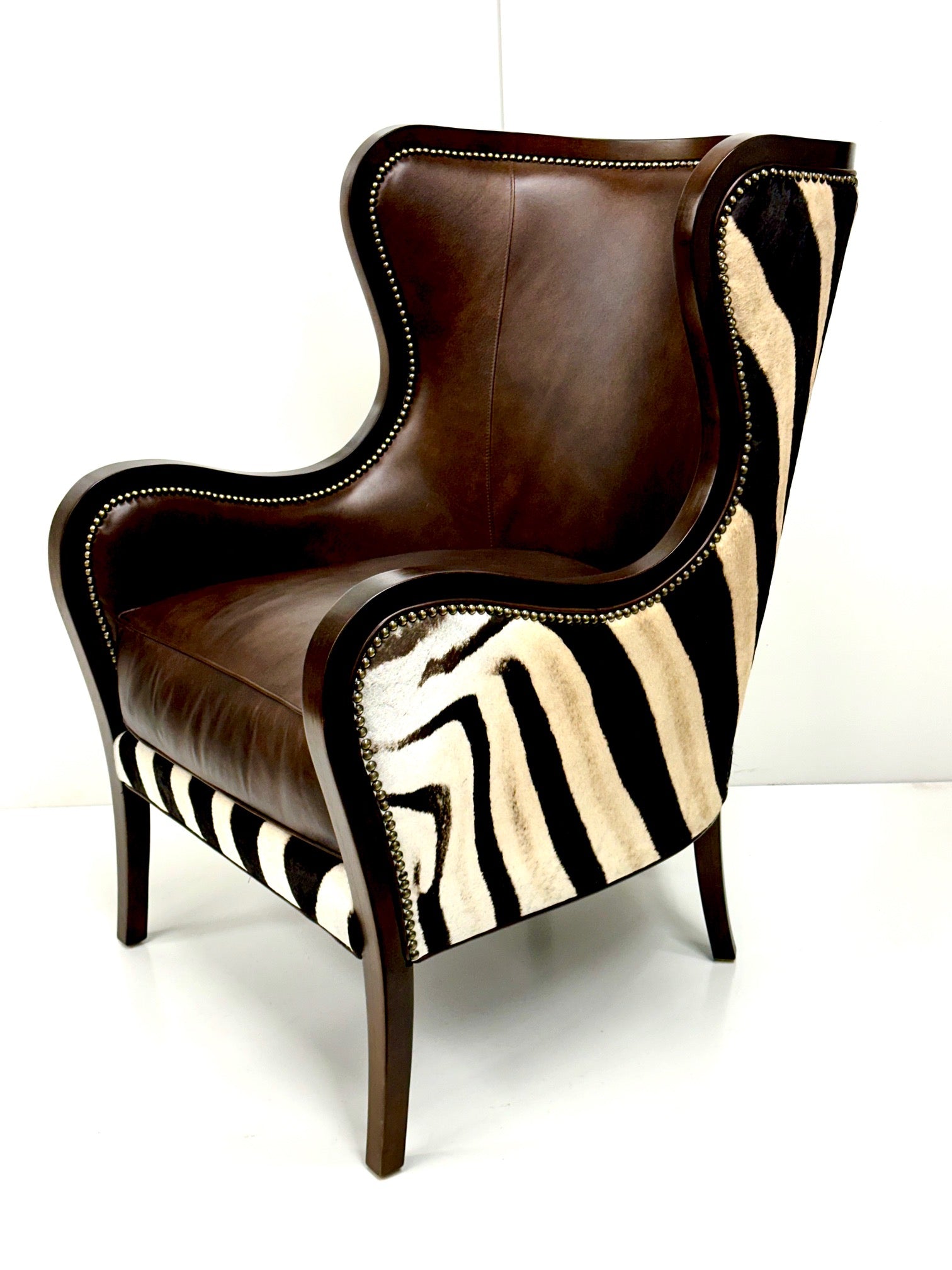 Wing Back Wrap Chair in Zebra – Trophy Room Collection