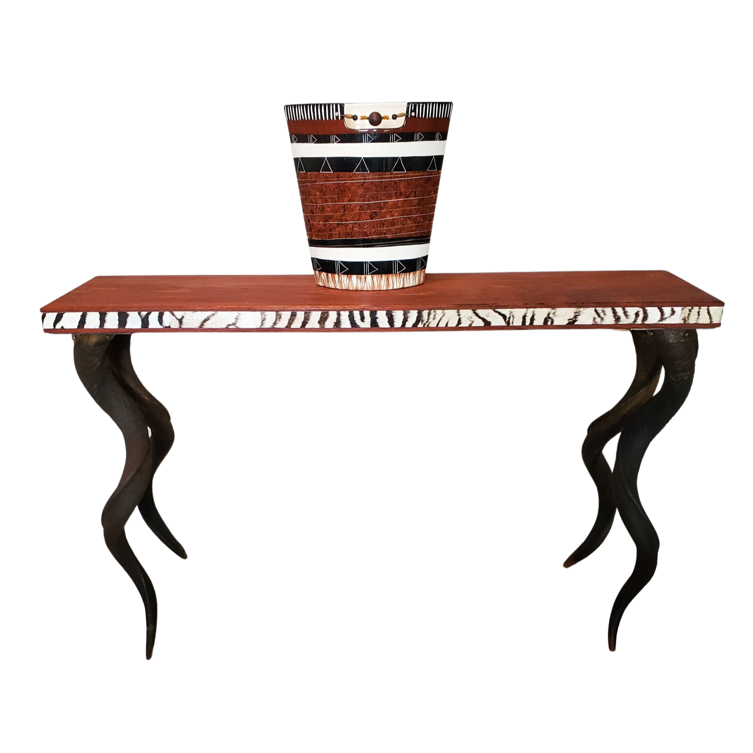 Kudu Horn leg side table with Mozambique Kiaat top. – Trophy Room ...