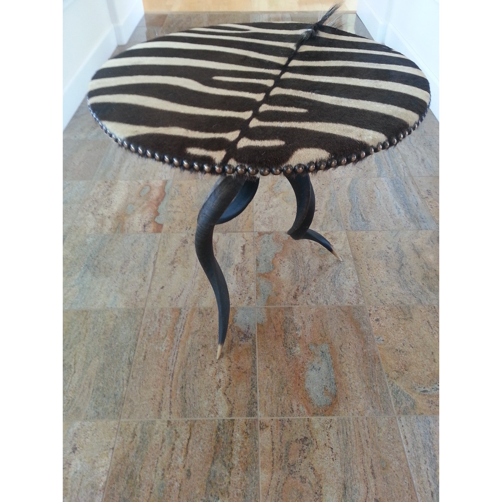 TRIPOD Table - Zebra Table Top with Natural Kudu Base – Trophy Room ...